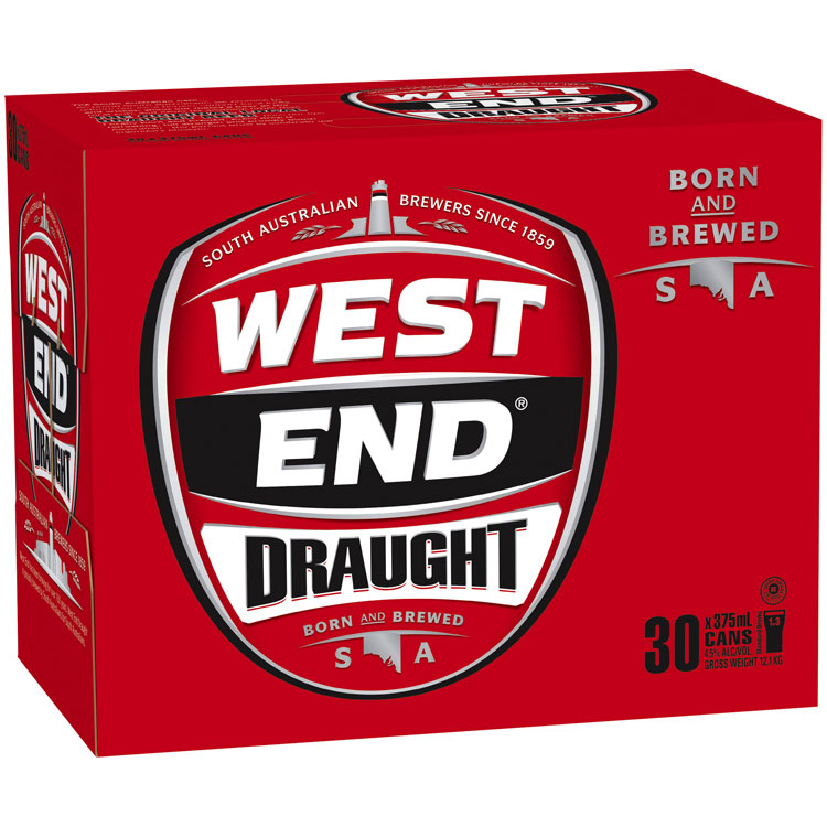 WEST END DRAUGHT 375mL CANS 30pk CUBE | PALS